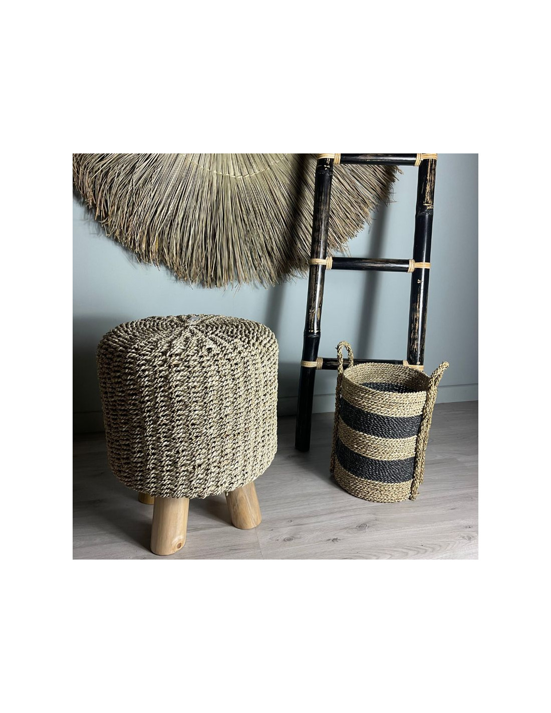 Tabouret Balinais Tressée - Naturel